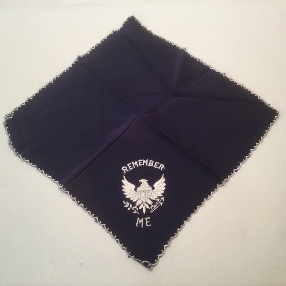 Accessories | Vintage Blue Handkerchief Us Army Military Sweetheart Remember Me Square | Poshmark